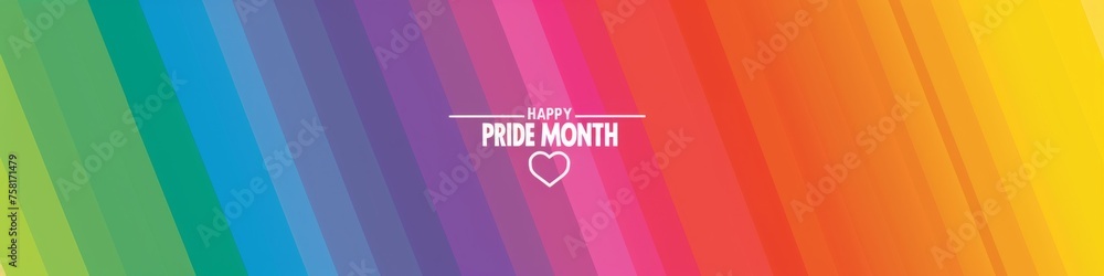 Pride Day themed rainbow gradient background with the text "HAPPY PRIDE ...