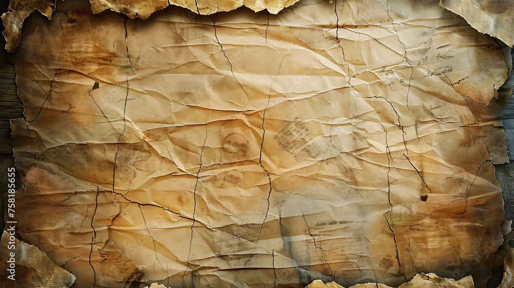 parchment paper sheet ancient texture background with cracked edges ...