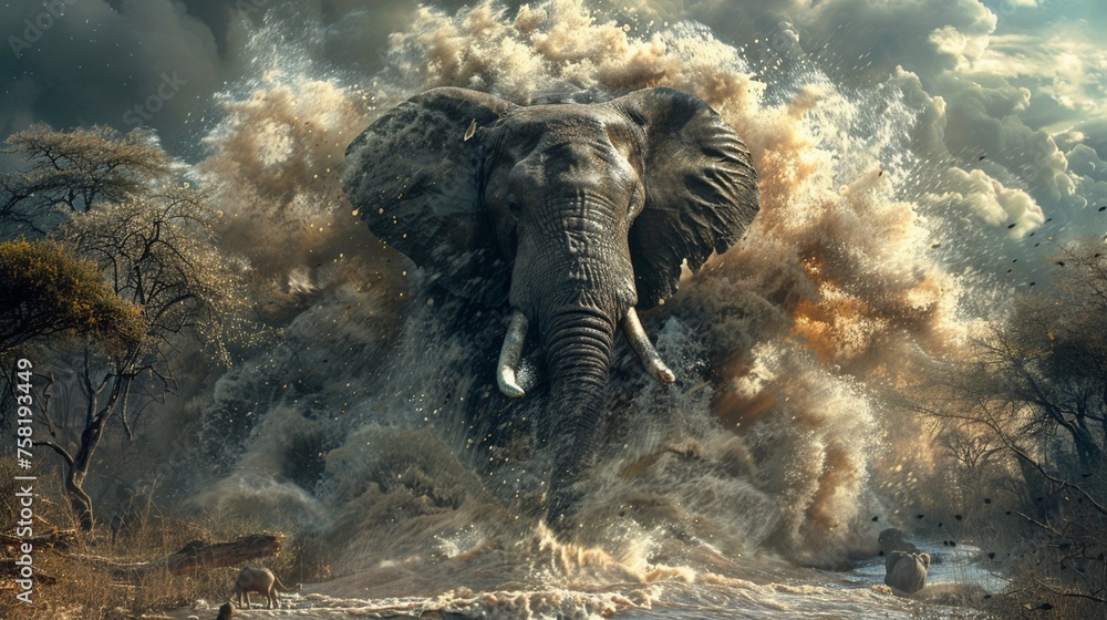 a surreal moment as an enormous elephant leaps into a river its massive ...