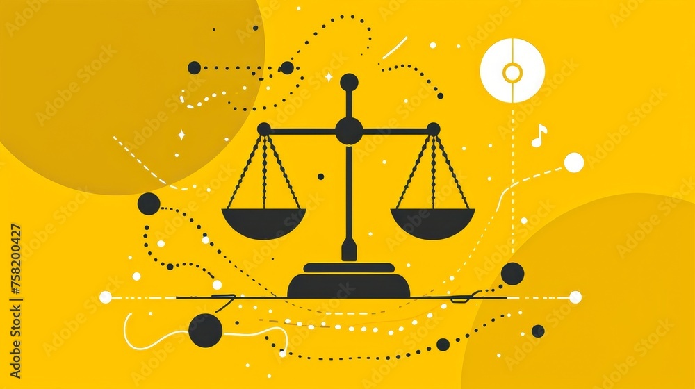 A black and white image of a scale with a yellow background. The scale ...