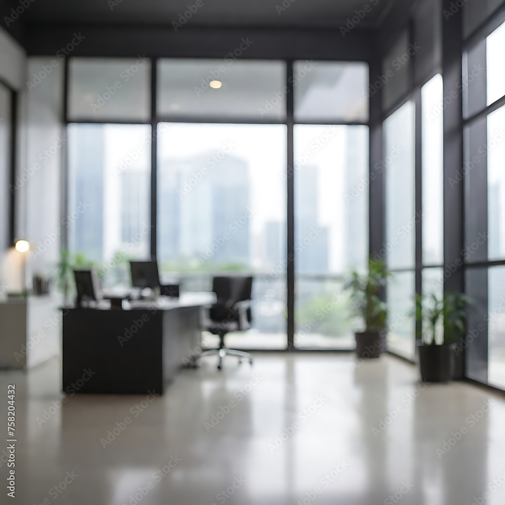 blurred office background with windows, office background for use any ...