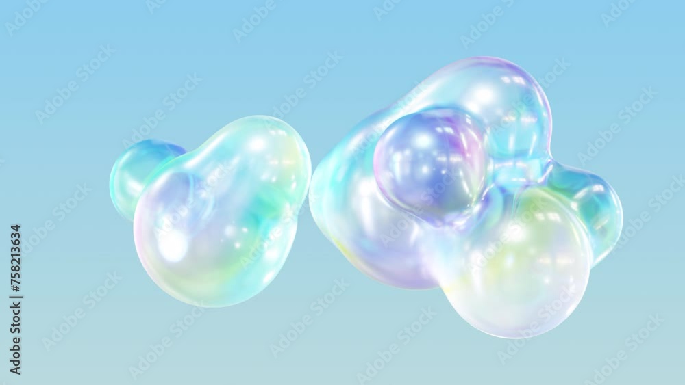 Morphing liquid blobs in a metaball animation. Background of 3D Abstract Colorful Metaballs. in ...