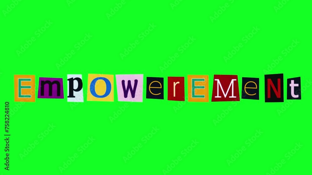 Word empowerment in loop stop motion animation with single moving ...