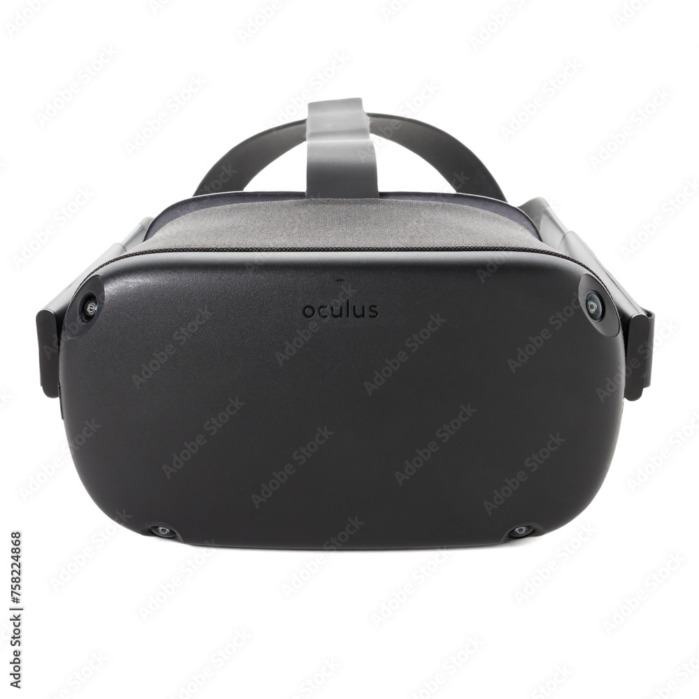 Black Oculus Quest 2, a virtual reality headset with adjustable fitting ...