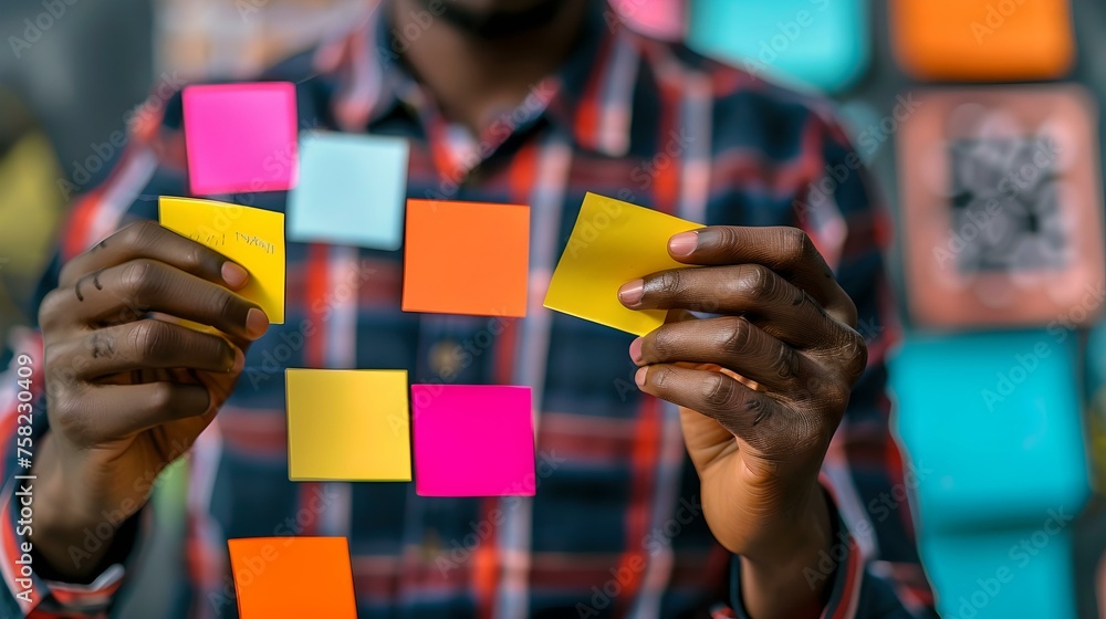 Creative Planning And Brainstorming With Colorful Sticky Notes Organizing Tasks In A Vibrant