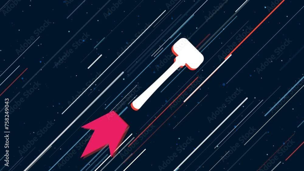 Mallet symbol flies through the universe on a jet propulsion. The ...