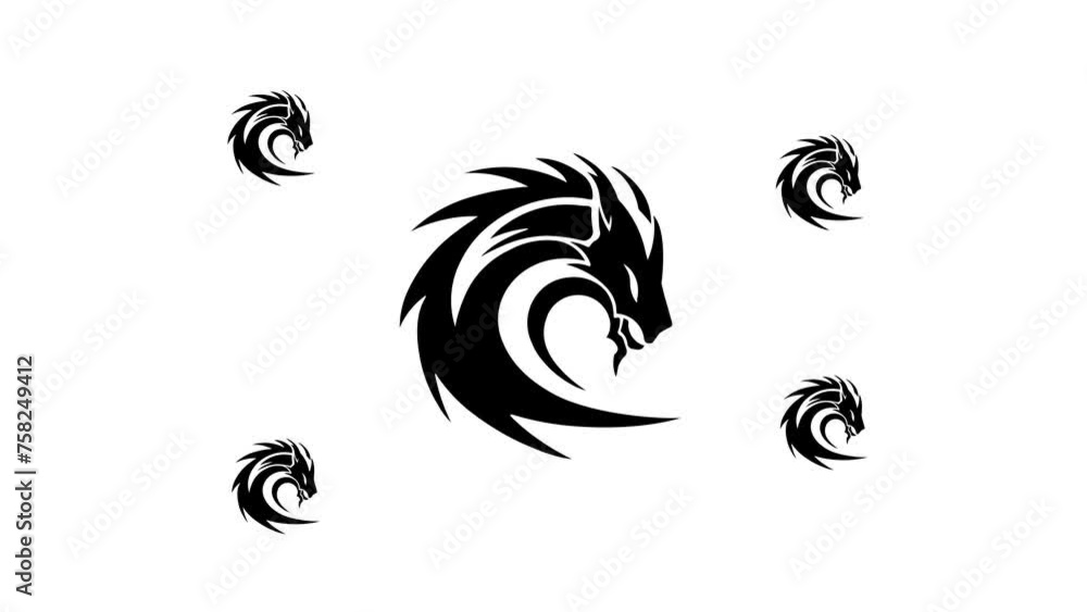 Vidéo Stock Zoom in and out animation the dragon's head symbol. Large ...