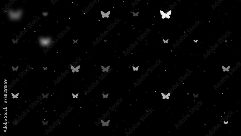 Template animation of evenly spaced butterfly symbols of different ...