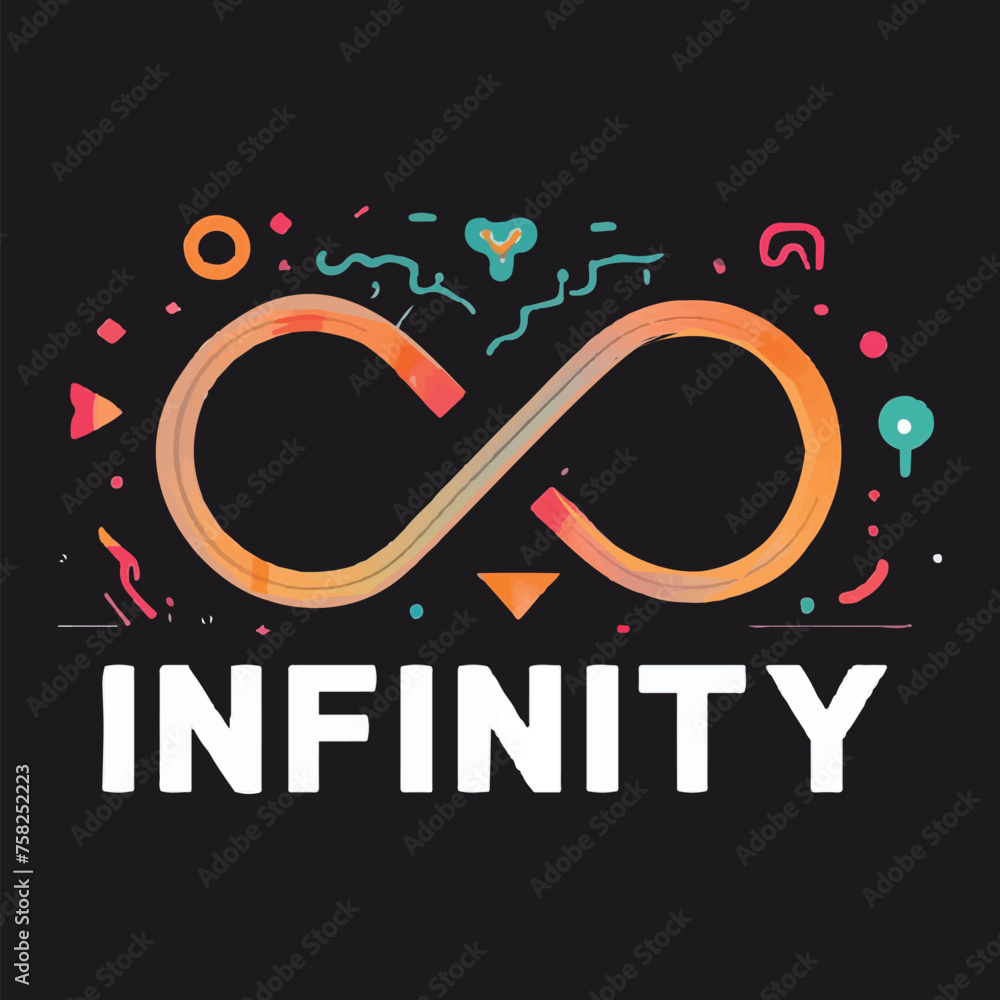 Infinite Loops typography icon as infinity sign symbol shape vector ...