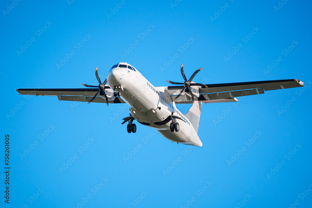 ATR 72 airplane, a twin-engine turboprop short-haul regional passenger ...