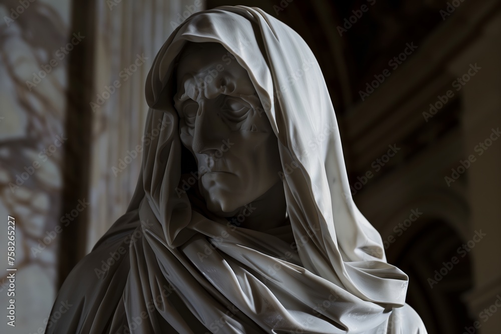 marble statue of a disfigured man in long flowing robes Stock Photo ...