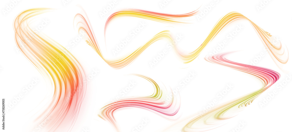 Set of neon speed lines on transparent background PNG. Big data traffic ...