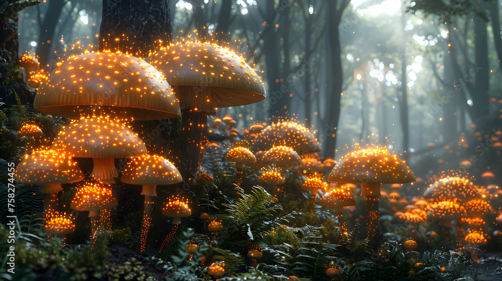 Mysterious and magical, this image captures glowing mushrooms ...