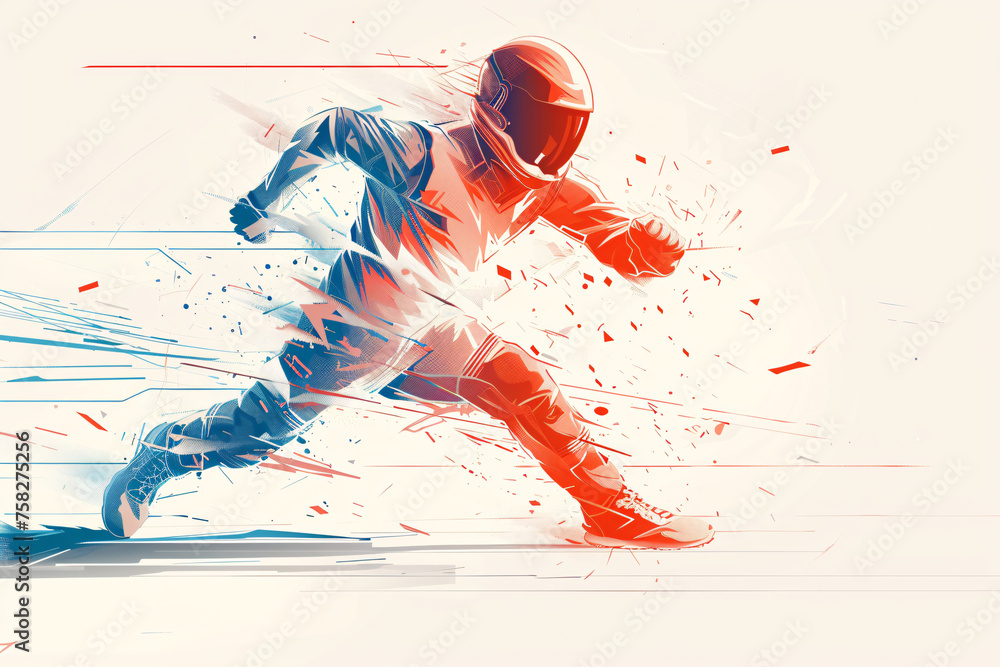 Red and blue dynamic figure skating pose with splashes and streaks ...