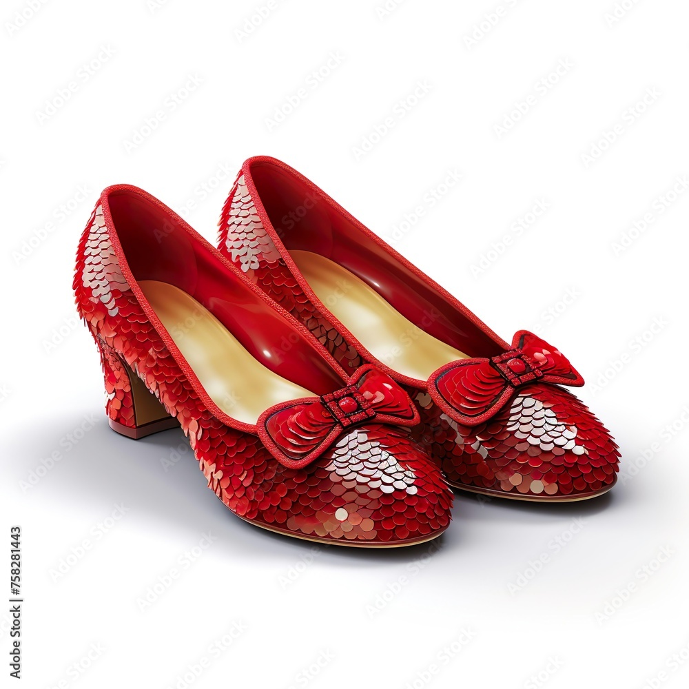 Cherry Red Ruby Slippers on a white background Stock Photo | Adobe Stock