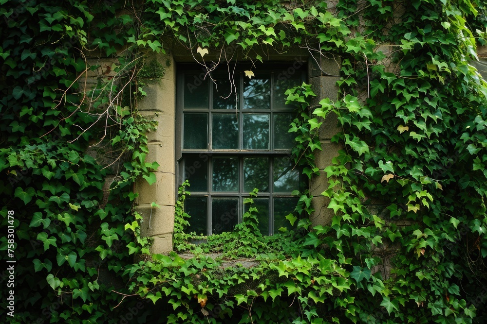 Natural Greenery: Window Covered in Ivy, Blending Architecture with ...
