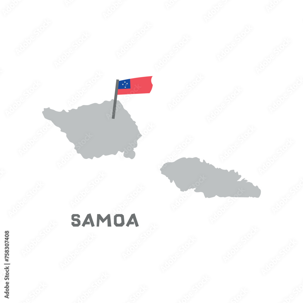 Samoa vector map with the flag inside. Map of the Samoa with the ...