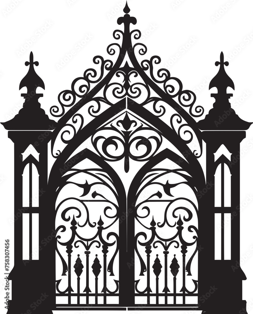 "Divine Designs: Church Gate Scrolls and Iconic Logo Vector in Classic ...