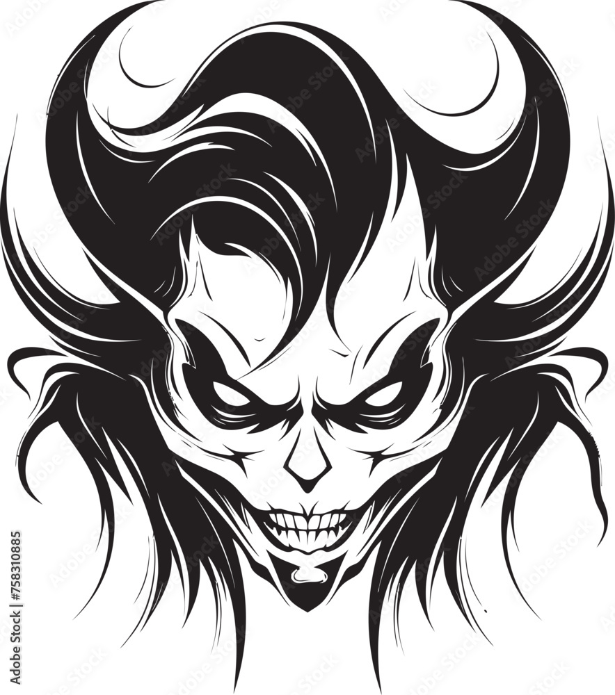 "Cryptic Cauldron: Eerie Witch Monster Emblem" "Veiled Vixen: Creepy Female Witch Logo in Black ...