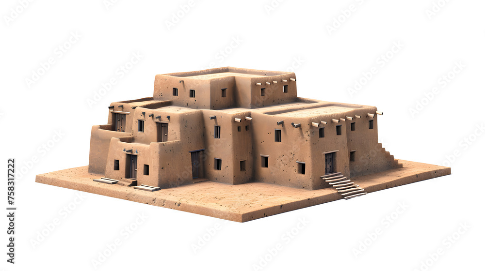 Pueblo-style adobe house, reflecting the traditional architecture of ...