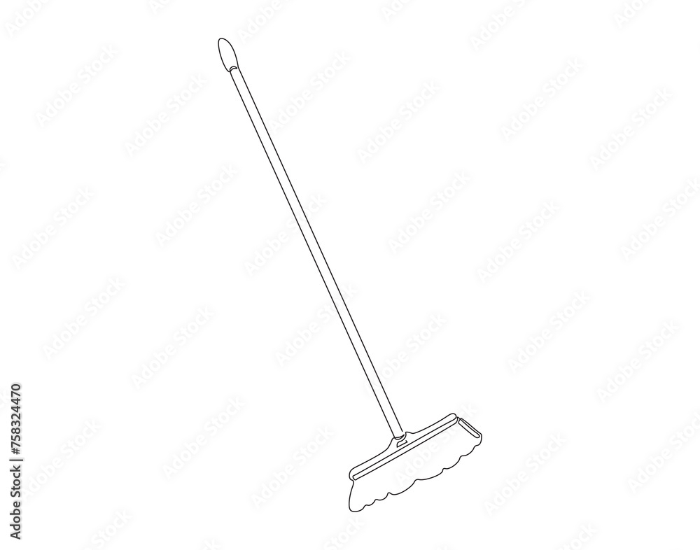 Continuous Line Drawing Of Broom. One Line Of Broom. Broom Cleaner ...