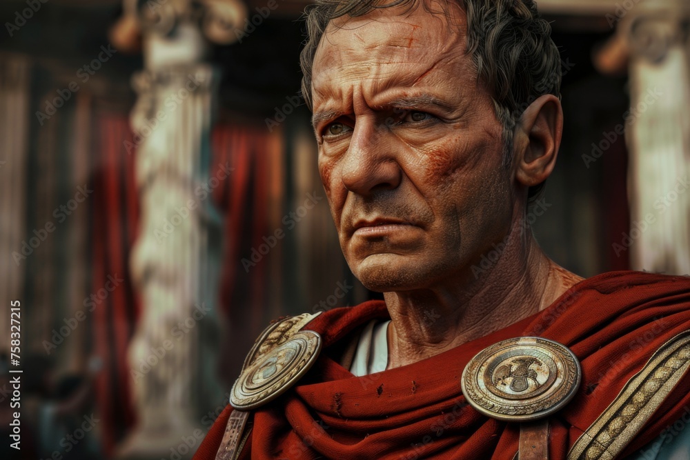 Julius Caesar Roman dictator in a realistic portrait as an ancient ...