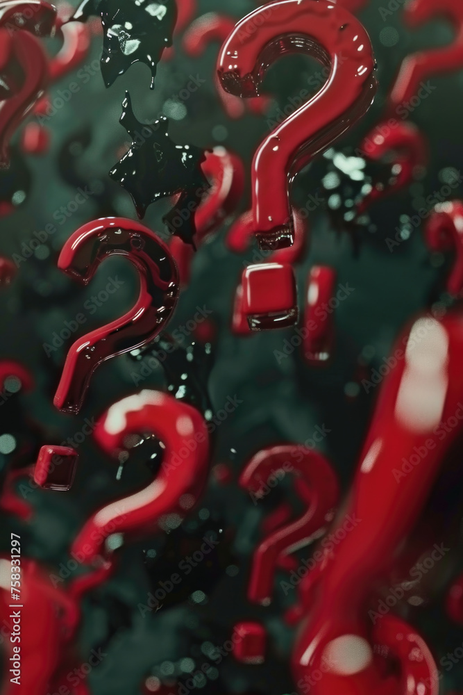 Red question marks floating in the air, suitable for various concepts ...