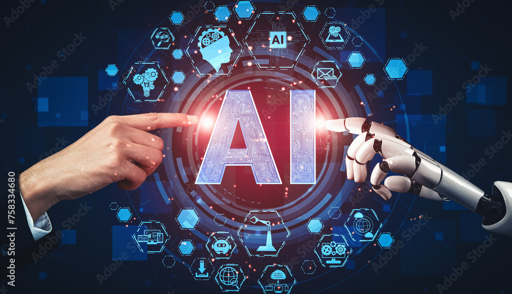 Poster XAI 3D rendering artificial intelligence AI research of droid ...