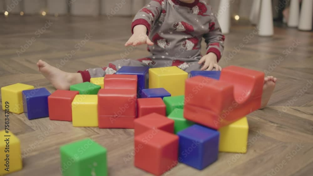 Little toddler boy playing with colorful building blocks. Toddler love ...