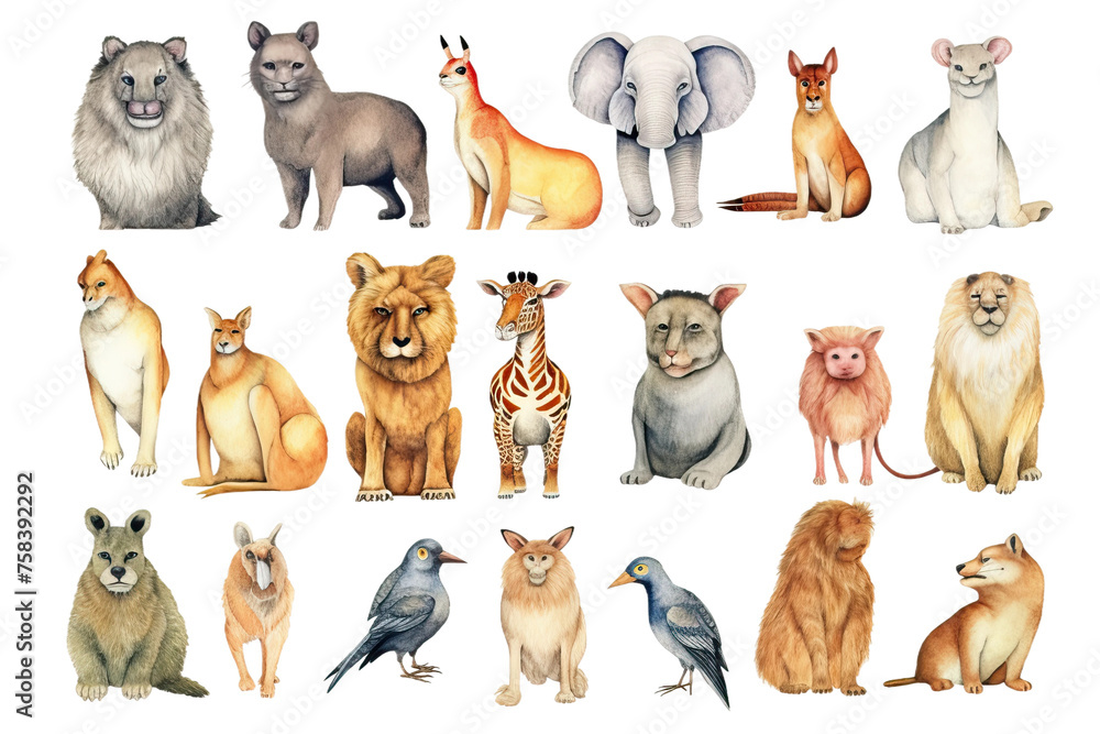 animals cat cockatoo cards cow watercolor c wild caracal educational ...