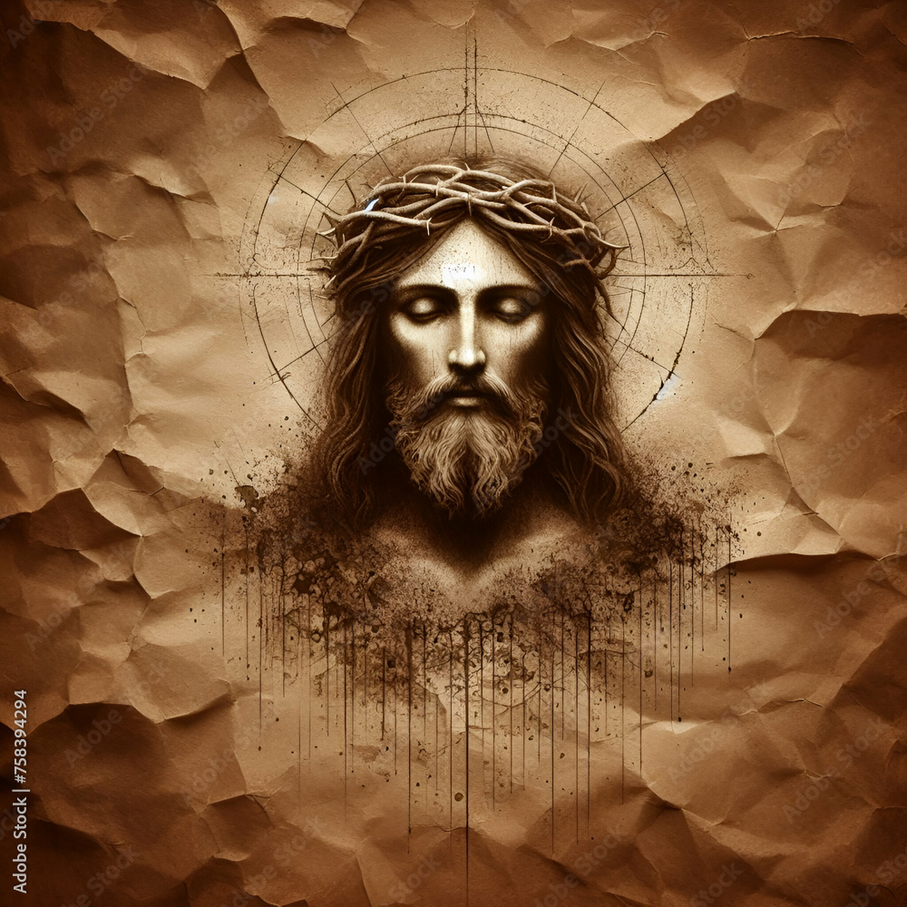 Almighty Jesus Christ & Halo, Savior of Mankind, Redeemer against a ...