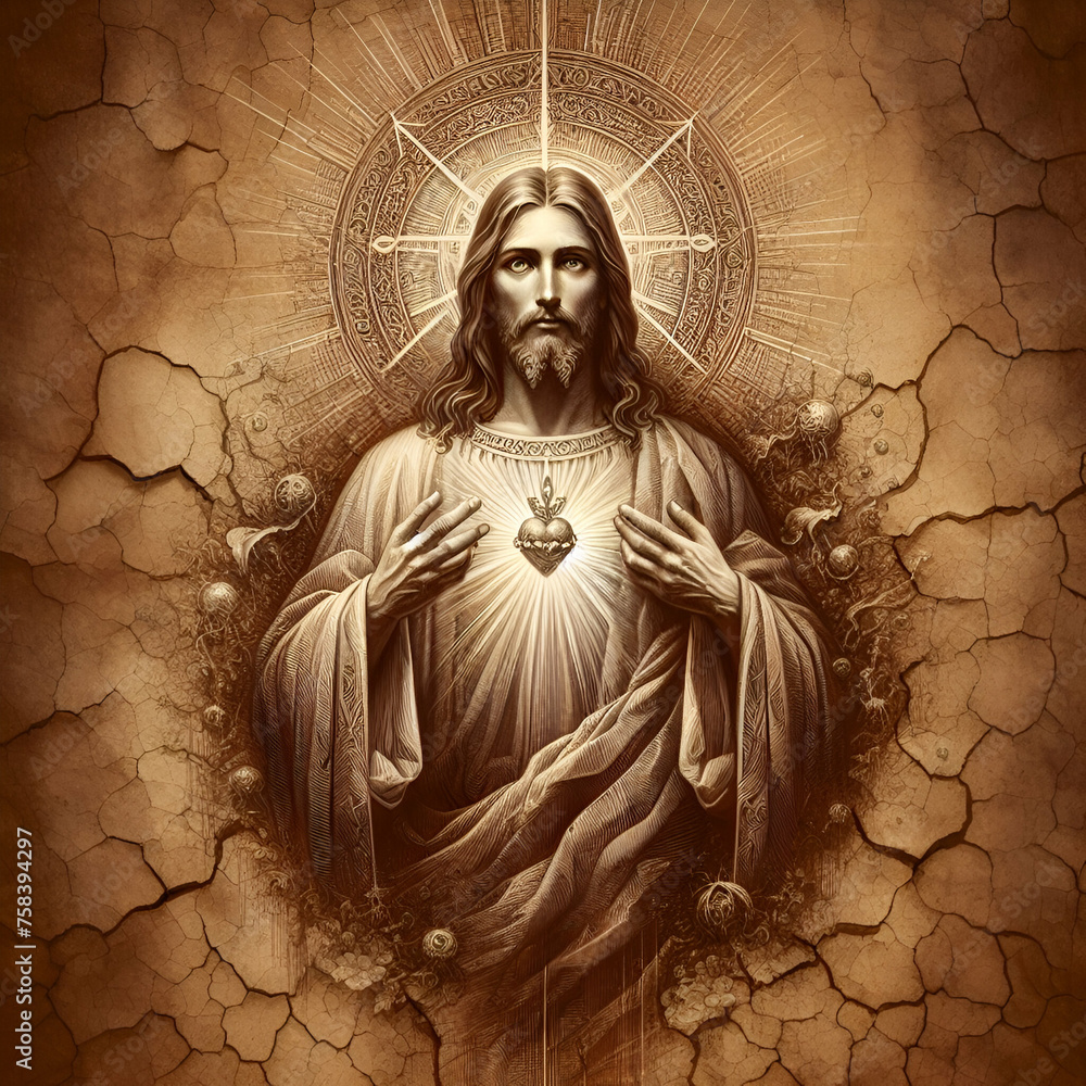 Almighty Jesus Christ & Halo, Savior of Mankind, Redeemer against a ...