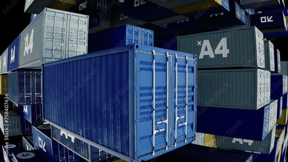 3D abstract container grid loop 4k 24fps motion graphics background ...