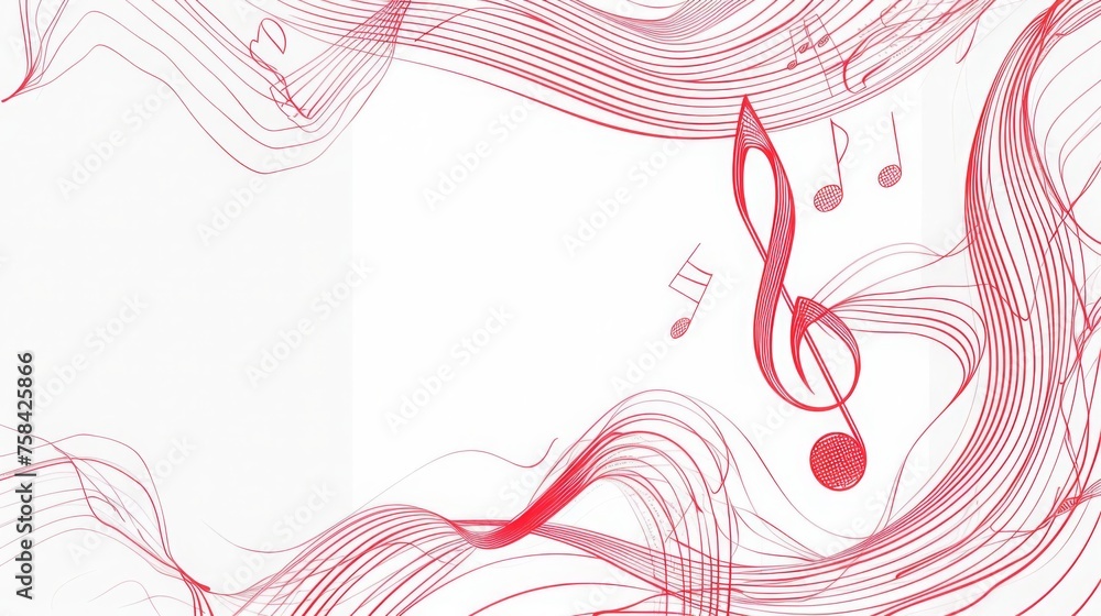 Continuous music line art note vector sketch illustration. Abstract ...
