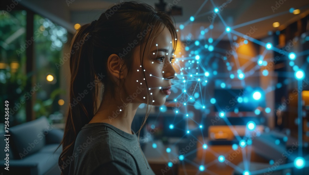 Ecosystem of interconnected smart devices in a smart home, displaying ...