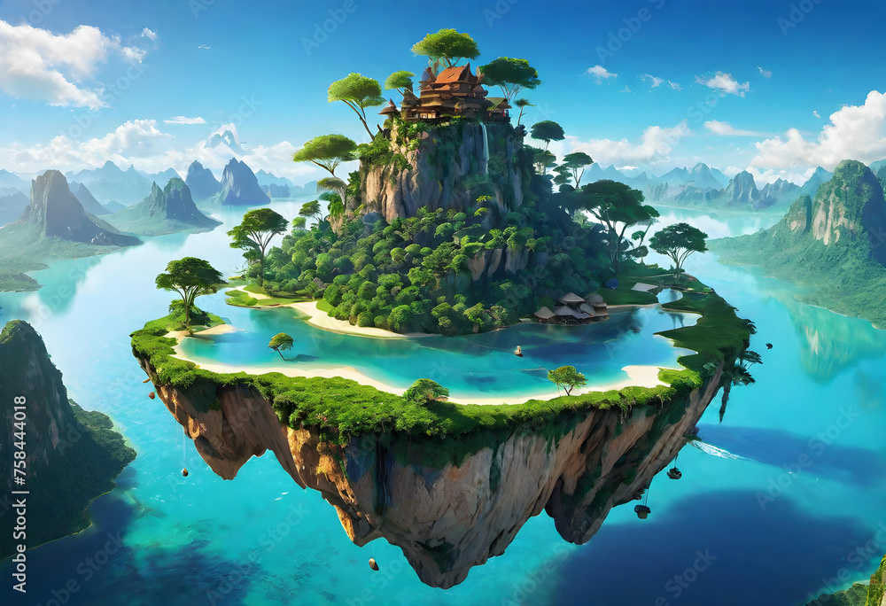 Floating Island Landscape, Landscape, Floating Island, Fantasy ...