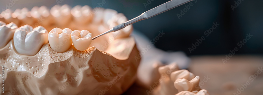 Cross-section of dental implants in the jaw, illustrating the placement ...