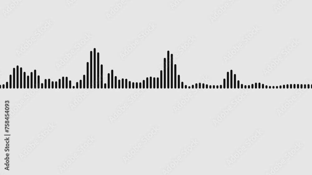 black audio waveform spectrum animation, audio wave or frequency ...
