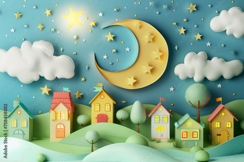 Children's wallpaper featuring a "good night, sweet dreams" concept art ...