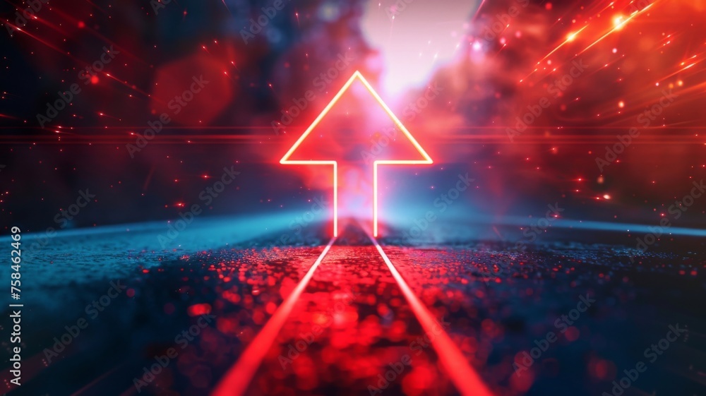 Red neon arrow moving forward with energy - An impactful image ...