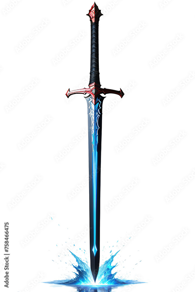 La spada è su uno sfondo trasparente. Rappresentazione 3D. Disegno ...