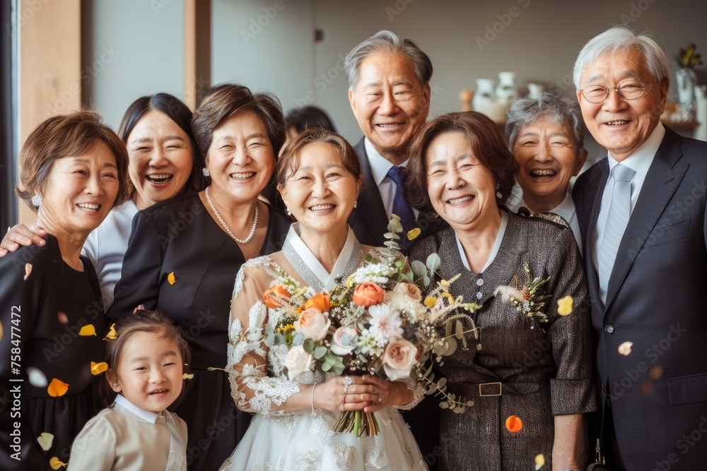 Multi-generational Asian Family Celebrating a Special Occasion Together ...