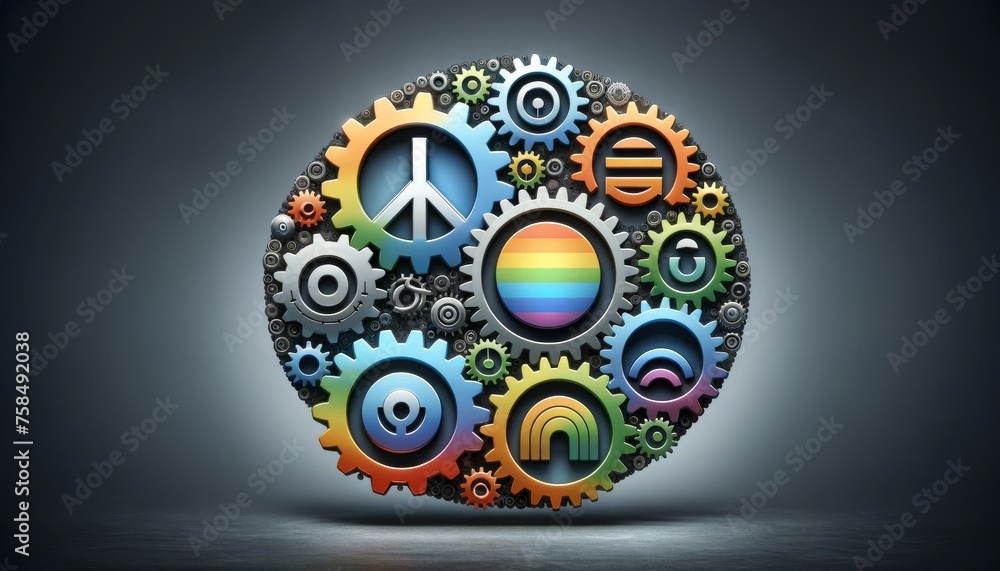 Detailed Conceptual Art Piece Featuring a Cluster of Cogwheels with ...