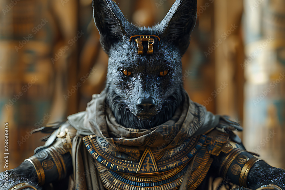 A striking and mystical representation of Anubis, the ancient Egyptian ...