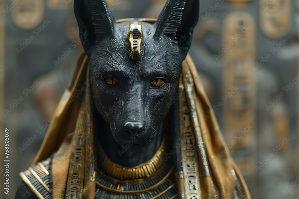A striking and mystical representation of Anubis, the ancient Egyptian ...