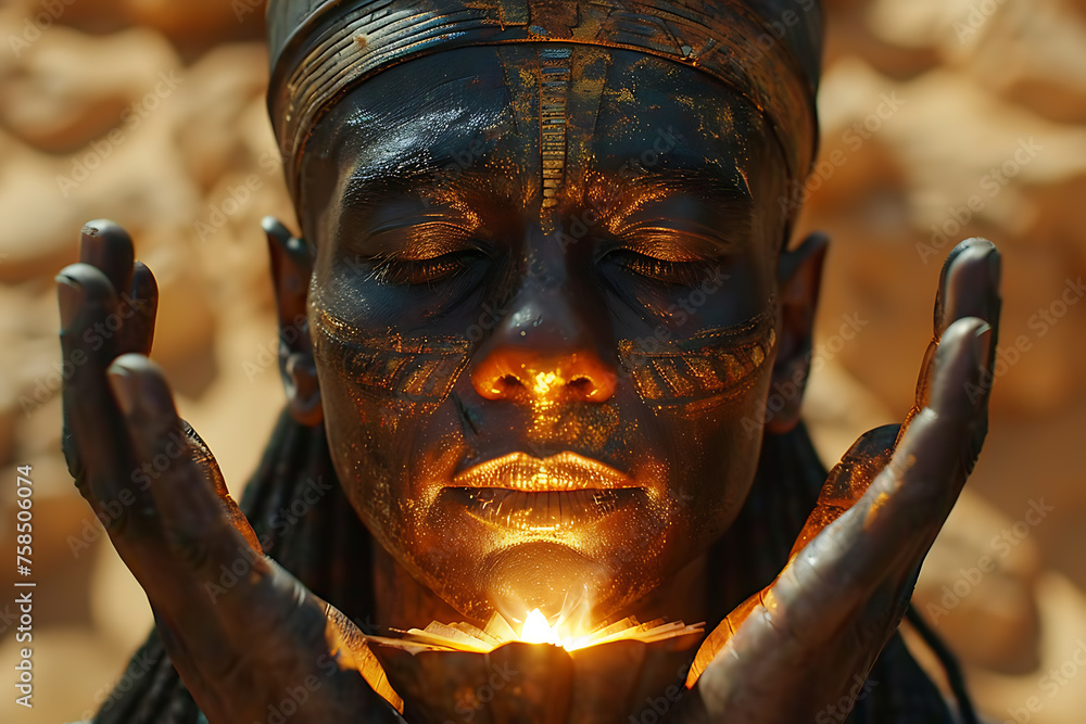 A stunning depiction of Atum, a vital deity in Egyptian mythology ...