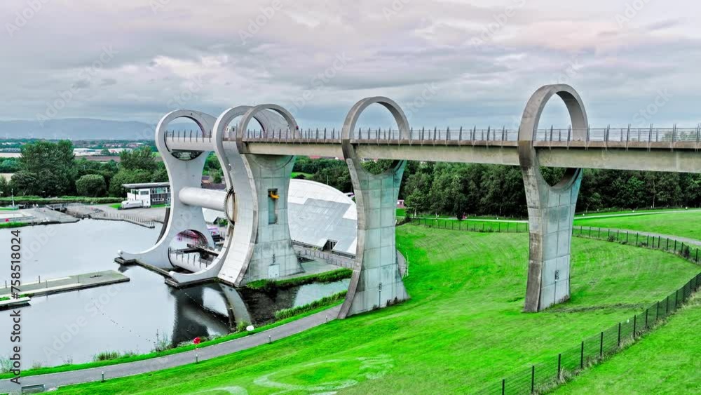 Aerial view of The Falkirk Wheel, tourist attraction in Falkirk ...