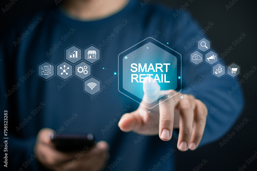 Smart retail technology and omni channel concept. Channel E-commerce ...