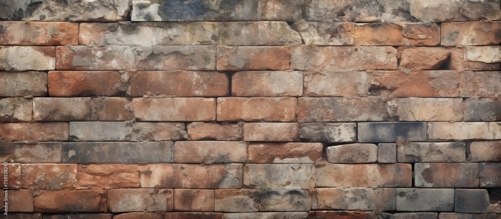 A detailed shot of a brick wall showcasing the building material ...