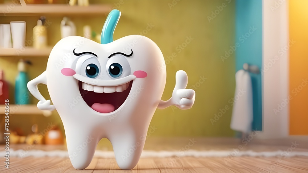 Smiley healthy white tooth cartoon character. Oral hygiene concept for ...